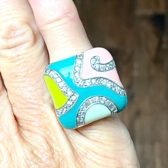 Jewelry | Enamel Cz Statement Ring | Poshmark